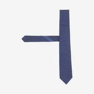 FERRAGAMO Silk Tie With Patterned Design - Navy