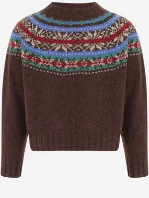 Howlin' Wool Sweater With Jacquard Pattern - Brown