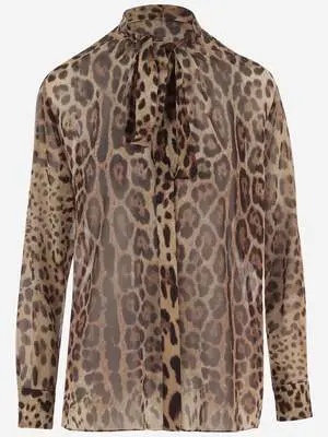 Dolce & Gabbana Georgette Shirt With Animal Print