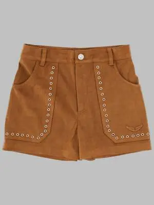 Zadig&Voltaire Shorts In Tessuto Effetto Suede - Brown