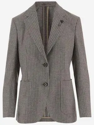 LARDINI Wool And Cotton Jacket With Checked Pattern - Multi