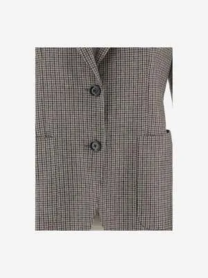 LARDINI Wool And Cotton Jacket With Checked Pattern