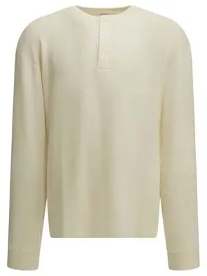 A.PRESSE Henley T Shirt With A Honeycomb Pattern