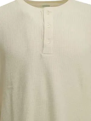 A.PRESSE Henley T Shirt With A Honeycomb Pattern