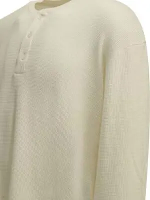 A.PRESSE Henley T Shirt With A Honeycomb Pattern