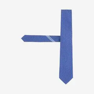 FERRAGAMO Silk Tie With Patterned Design - Light Blue