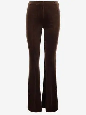 F.IT Stretch Velvet Pants With Flared Legs - Brown