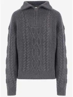 THE GARMENT Wool And Cashmere Sweater With A Braided Pattern - Grey