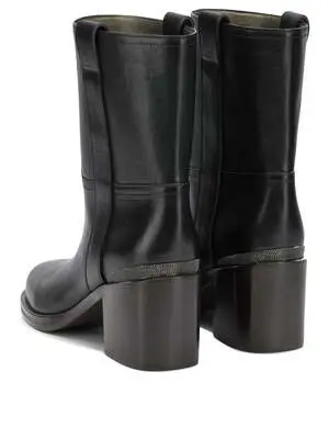 Brunello Cucinelli Leather Pull On Ankle Boots