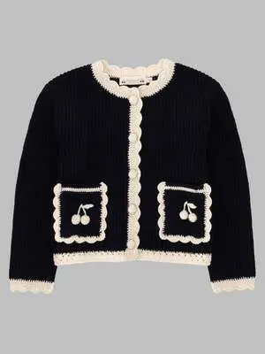 Bonpoint Cardigan Con Lavorazione In Maglia A Coste - Blue