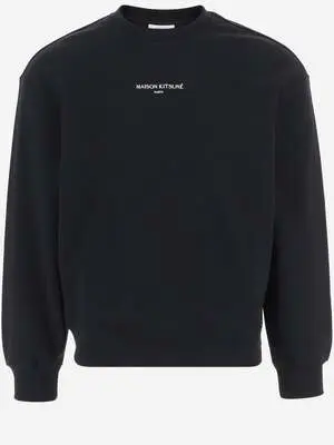 Maison Kitsuné Cotton Sweatshirt With Logo - Black
