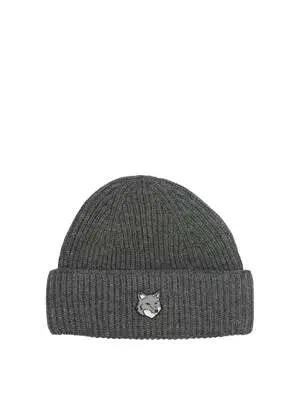 Maison Kitsuné Fox Head' Beanie - Grey