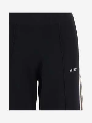AUTRY Viscose Blend Pants With Logo - Black