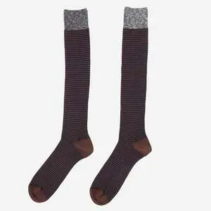 ANT45 Cotton Socks With Vertical Stripes - Brown