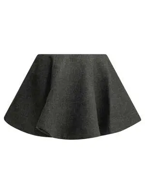 GANNI Flared Wool Miniskirt