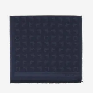 FERRAGAMO Woln Scarf With Patterned Design - Navy