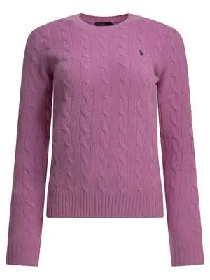 Polo Ralph Lauren Crew Neck Sweater With Logo - Fuchsia