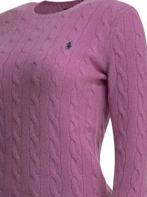 Polo Ralph Lauren Crew Neck Sweater With Logo - Fuchsia