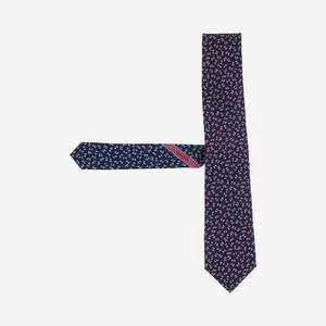 FERRAGAMO Silk Tie With Patterned Design - Navy