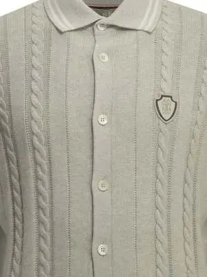 Brunello Cucinelli Cardigan With Logo - Grey