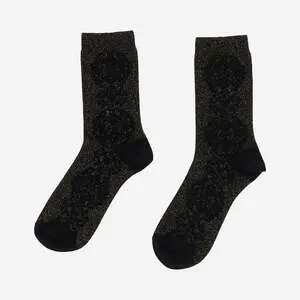 ANT45 Cotton Blend Socks With Floral Pattern - Black