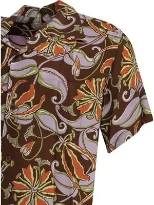 SUN SURF Spider Lily' Casual Shirt - Brown