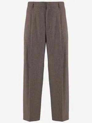 DARKPARK Stretch Viscose Blend Pants With Checked Pattern - Brown