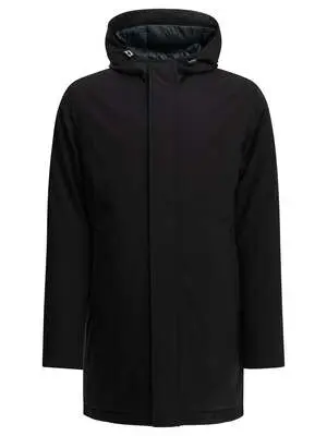 Herno Long Down Jacket In Stretch Twill