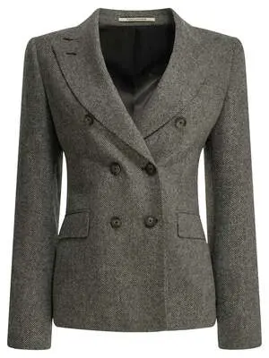 Tagliatore Double Breasted Herringbone Blazer