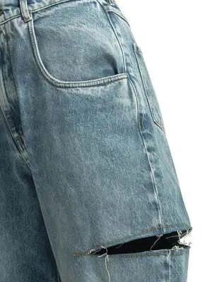 MAISON MARGIELA Ripped Wide Leg Jeans - Blue