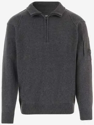 C.P. COMPANY Half Zip Sweater In Wool Blend