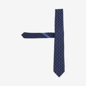 FERRAGAMO Silk Tie With Patterned Design - Navy