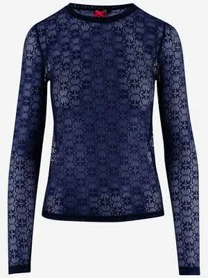 Pinko Stretch Lace Sweater With Logo Pattern