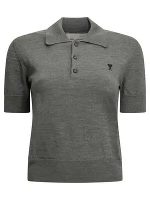 AMI Paris Merino Wool Polo Shirt