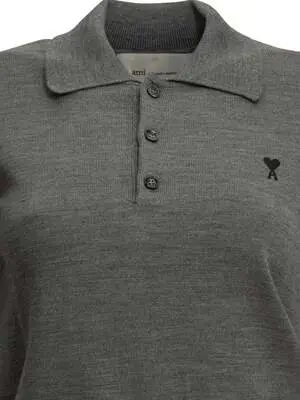 AMI Paris Merino Wool Polo Shirt