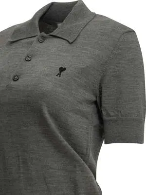 AMI Paris Merino Wool Polo Shirt