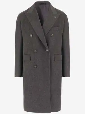 Tagliatore Double Breasted Wool Coat With Peak Layers