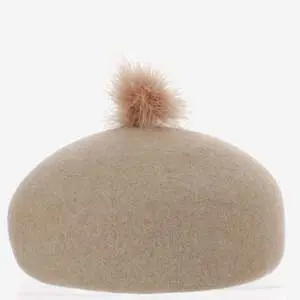 ALEXIA ALVAREZ DE TOLEDO Stiff Wool Beanie With Pom Pom - Beige
