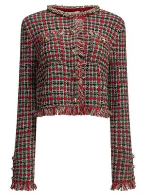 SELF-PORTRAIT Cotton Blend Blazer - Red