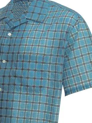 BEAMS Open Collar Nylon Airy Plaid' Casual Shirt