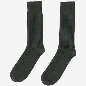 ANT45 Ribbed Cotton Socks With Logo - Green