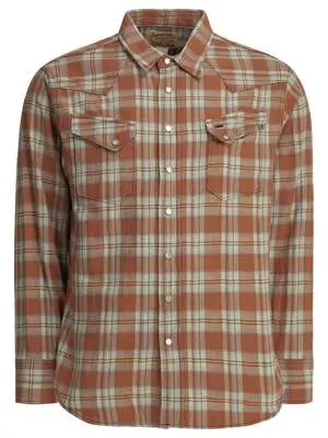 SUGAR CANE Casual Plaid Shirt - Orange