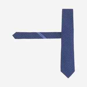 FERRAGAMO Silk Tie With Patterned Design - Navy