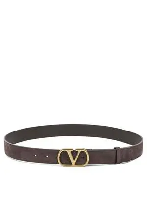 Valentino Garavani 'v Logo Signature' Leather Belt Brown