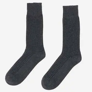 ANT45 Ribbed Cotton Socks With Logo - Grey