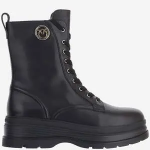 Pinko Leather Ankle Boots With Logo