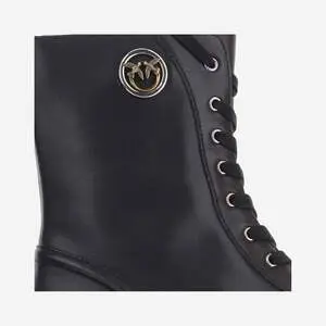 Pinko Leather Ankle Boots With Logo