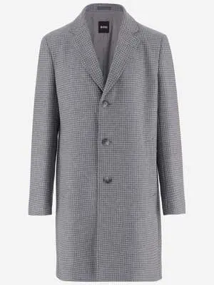 Hugo Boss Wool Coat With Henspeat Pattern