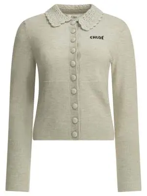Chloé Polo Sweater With Logo - Grey