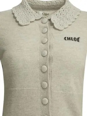 Chloé Polo Sweater With Logo - Grey